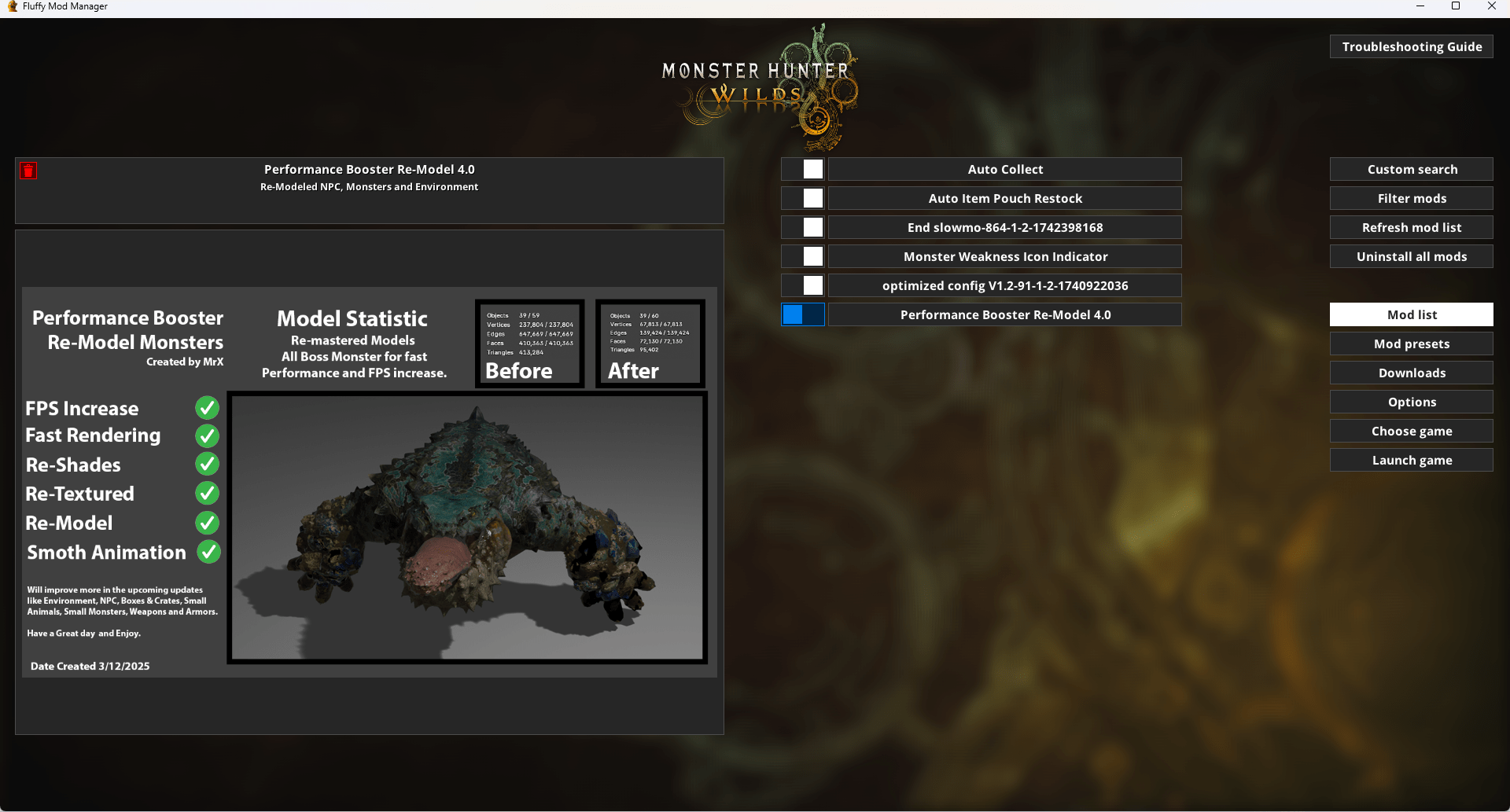 【MHWs】グラフィックを落とさず軽量化できるMODの入れ方【Performance Booster Re-Model】 | 健楽ひろば